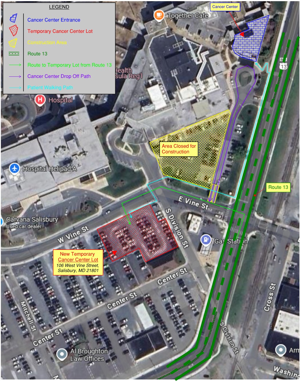 Cancer Institute parking improvements during construction | | TidalHealth